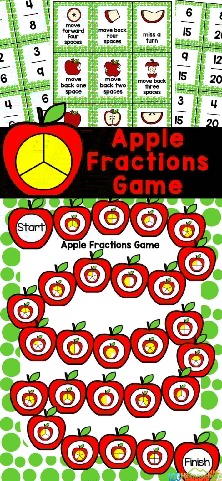 🍎 FREE Printable Apple Fraction Math Game