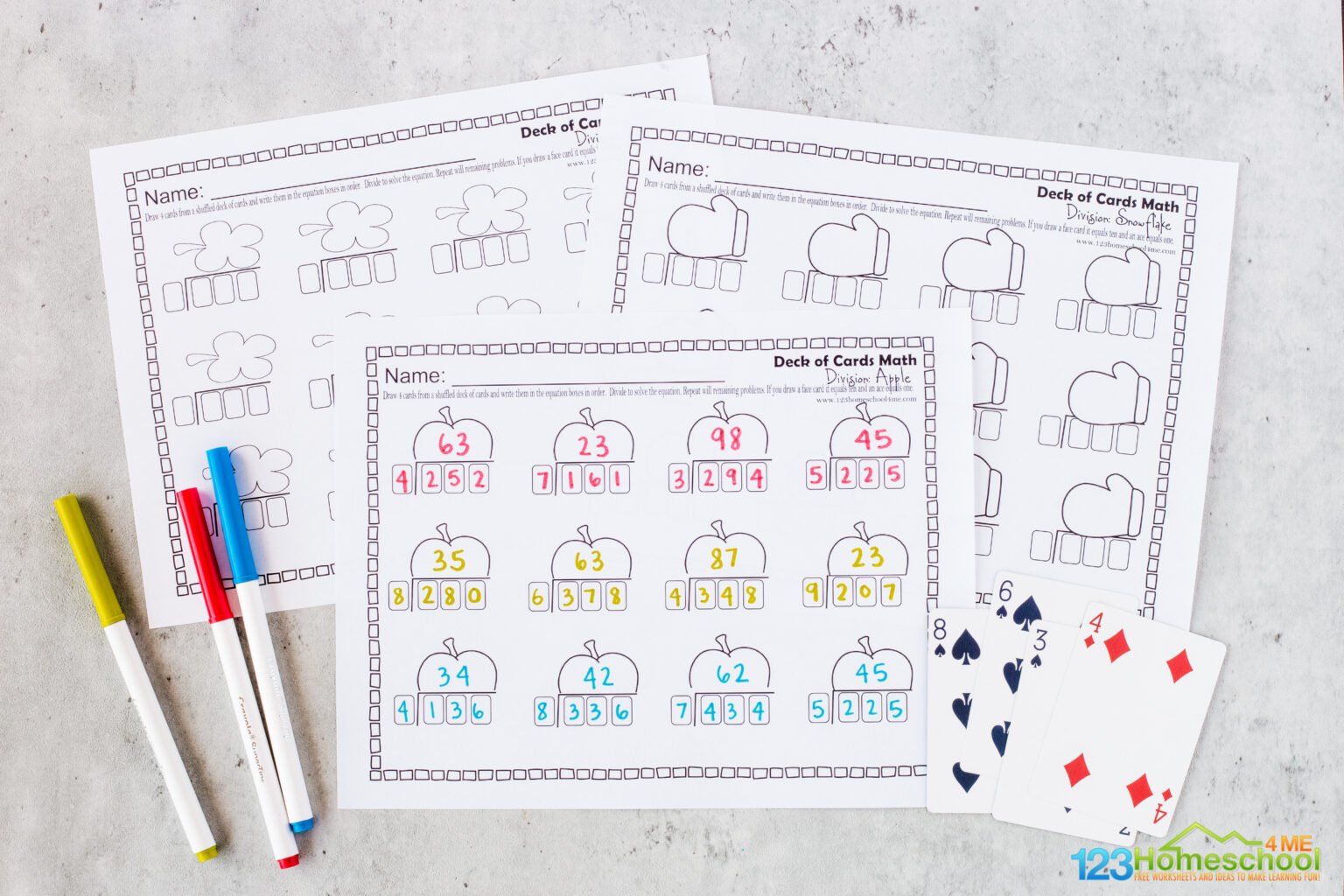 🃏 FREE Deck of Cards Printable Division Worksheets