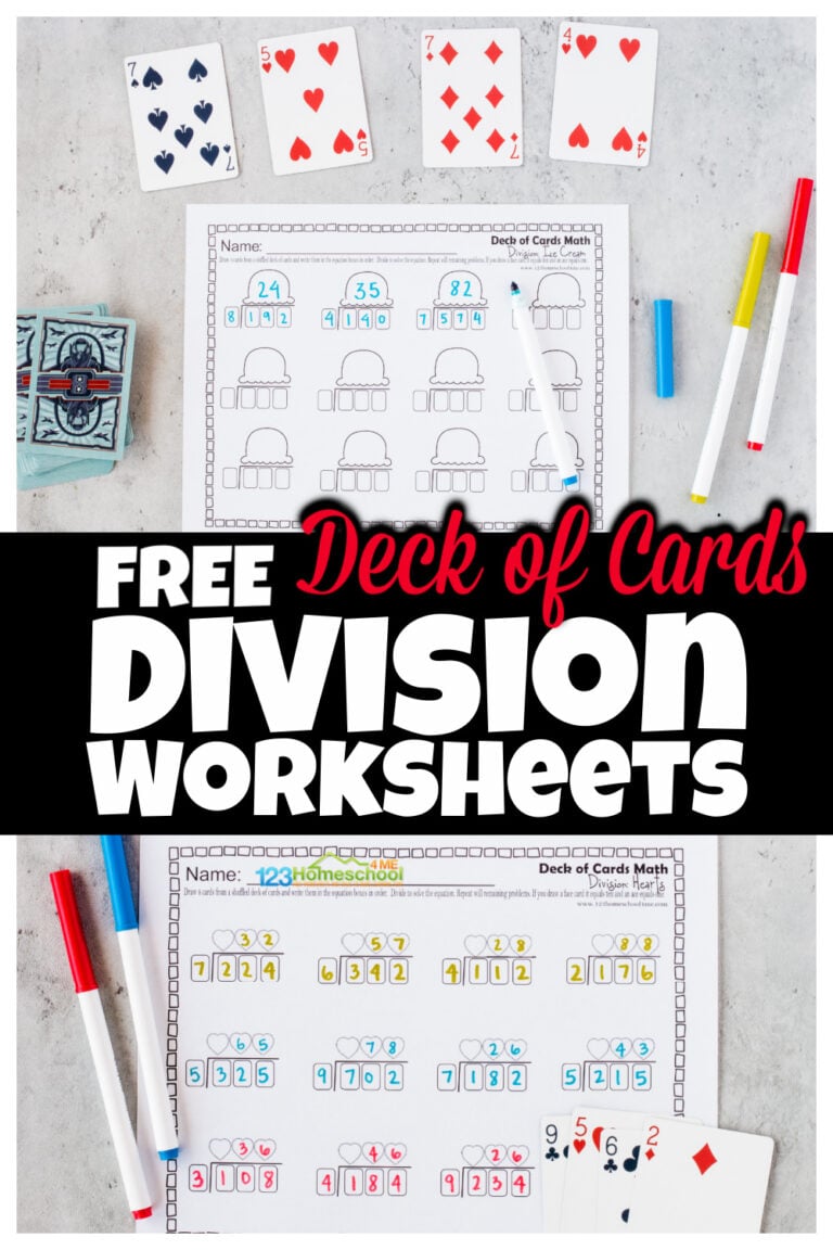 🃏 FREE Deck of Cards Printable Division Worksheets