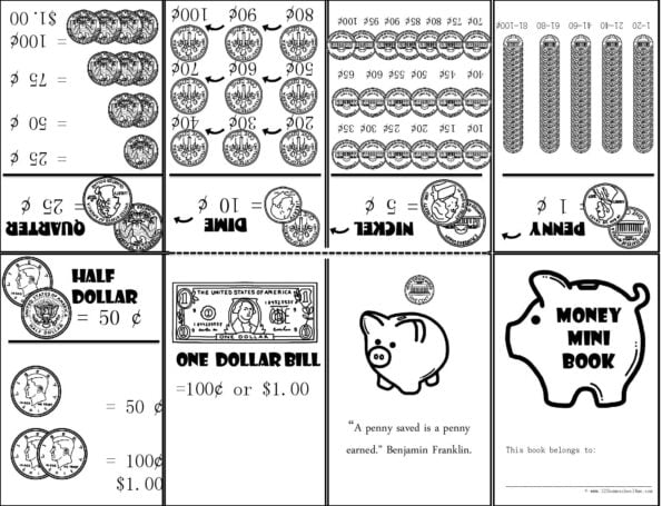 Counting Coins with FREE Printable Money Booklet for Kids