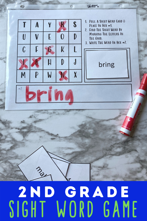 Free Printable Sight Word Word Search Game for 2nd Graders