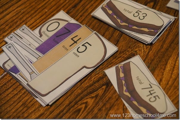 Place Value Peanut Butter & Jelly Math Sandwiches | 123 Homeschool 4 Me