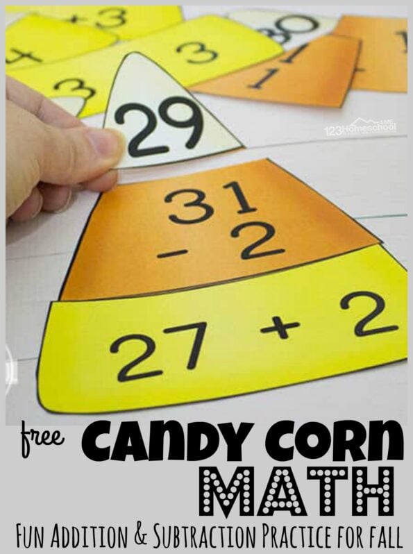 FREE Candy Corn Math Subtraction and Addition Puzzles