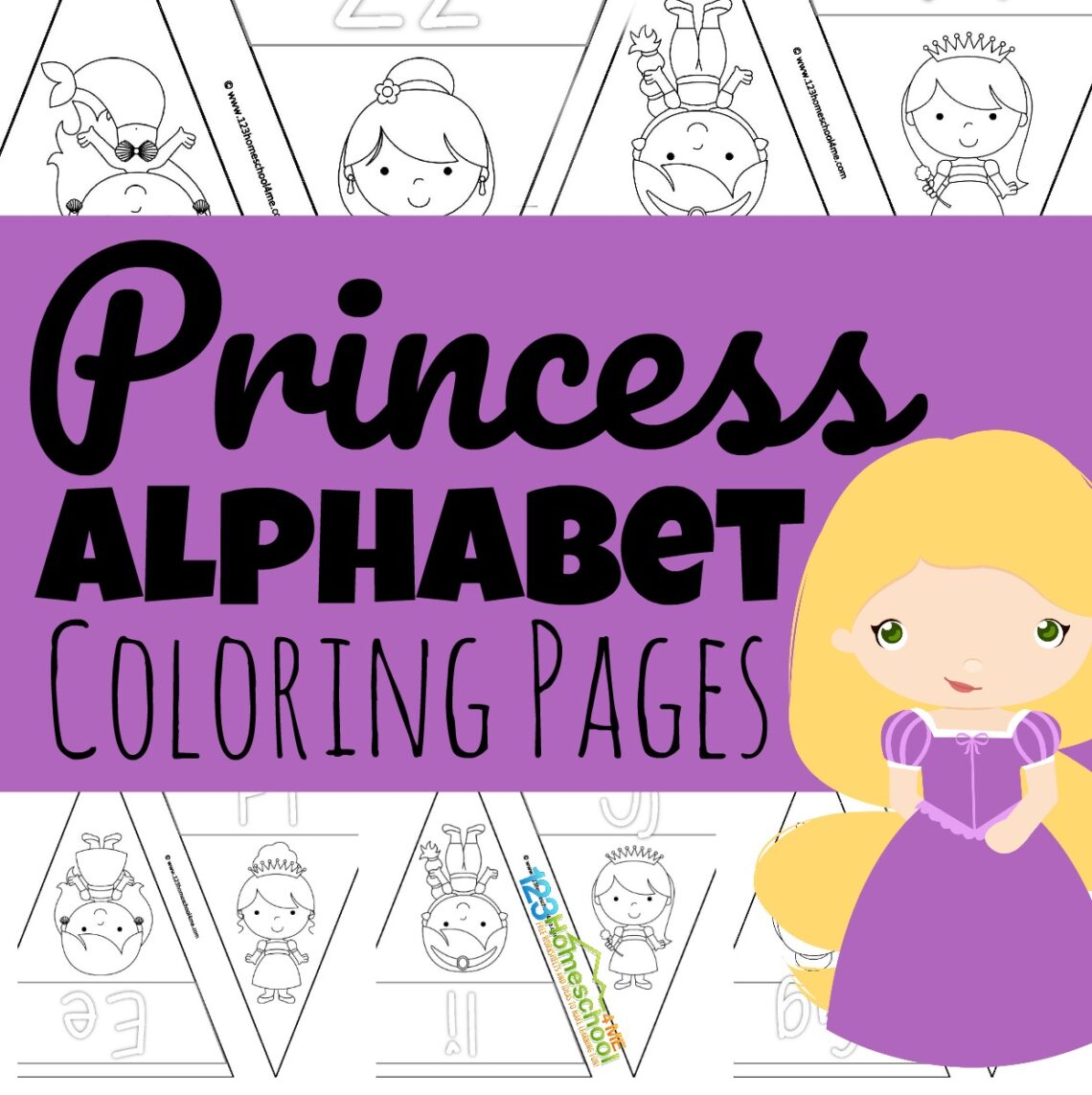 FREE Disney Princess Alphabet Printable Coloring Pages Pennants