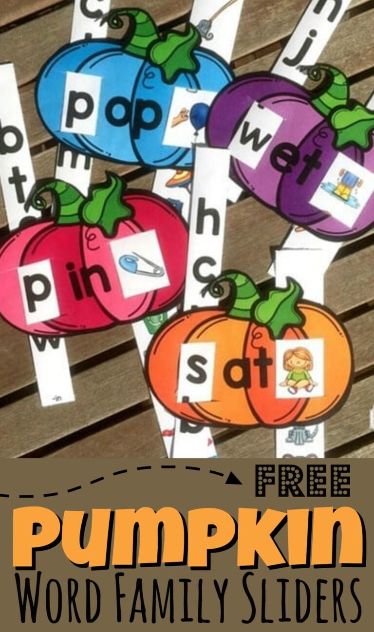 FREE Pumpkin Word Family Sliders