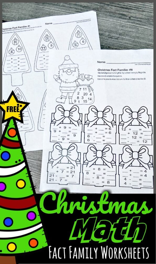 🎄 FREE Christmas Fact Families - Addition and Subtraction Math Worksheets