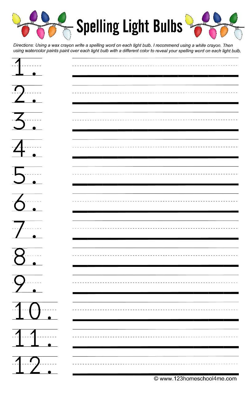 🎄 FREE Christmas Lights Paint & Spell - Christmas Spelling Activities