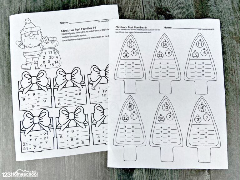 🎄 FREE Christmas Fact Families - Addition and Subtraction Math Worksheets