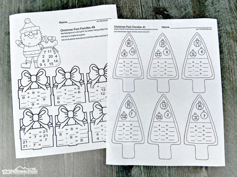🎄 FREE Christmas Fact Families - Addition and Subtraction Math Worksheets