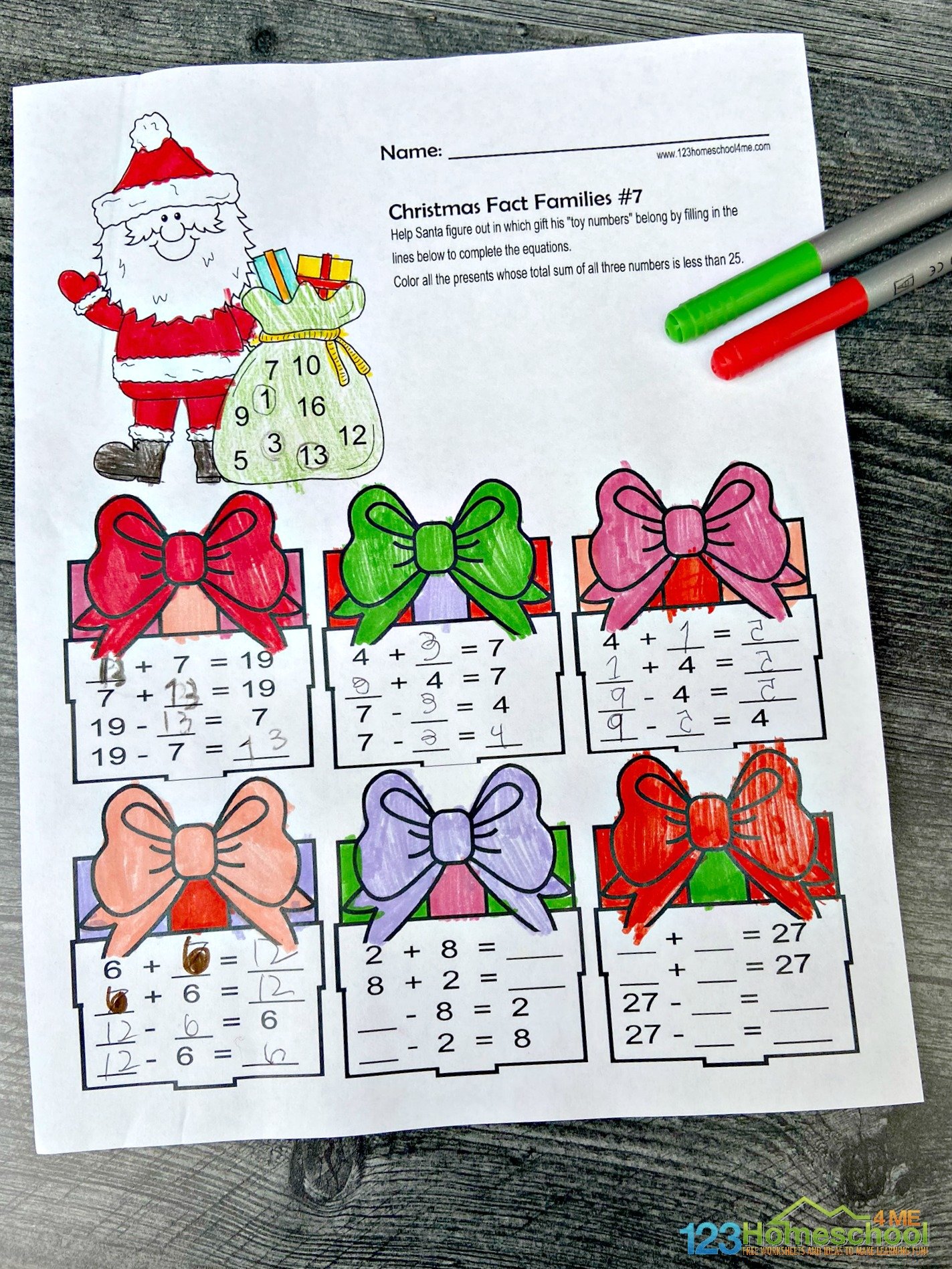 🎄 FREE Christmas Fact Families - Addition and Subtraction Math Worksheets