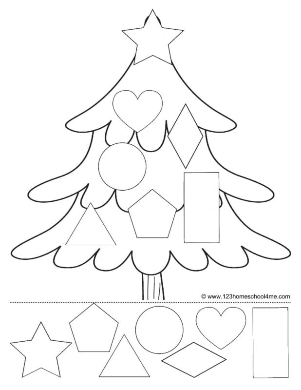 🎄 FREE Christmas Cut and Paste Shapes Worksheet