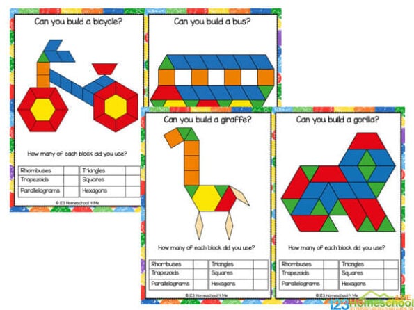🟧🔺🟡 FREE Printable Shape Pattern Block Templates Math Activity