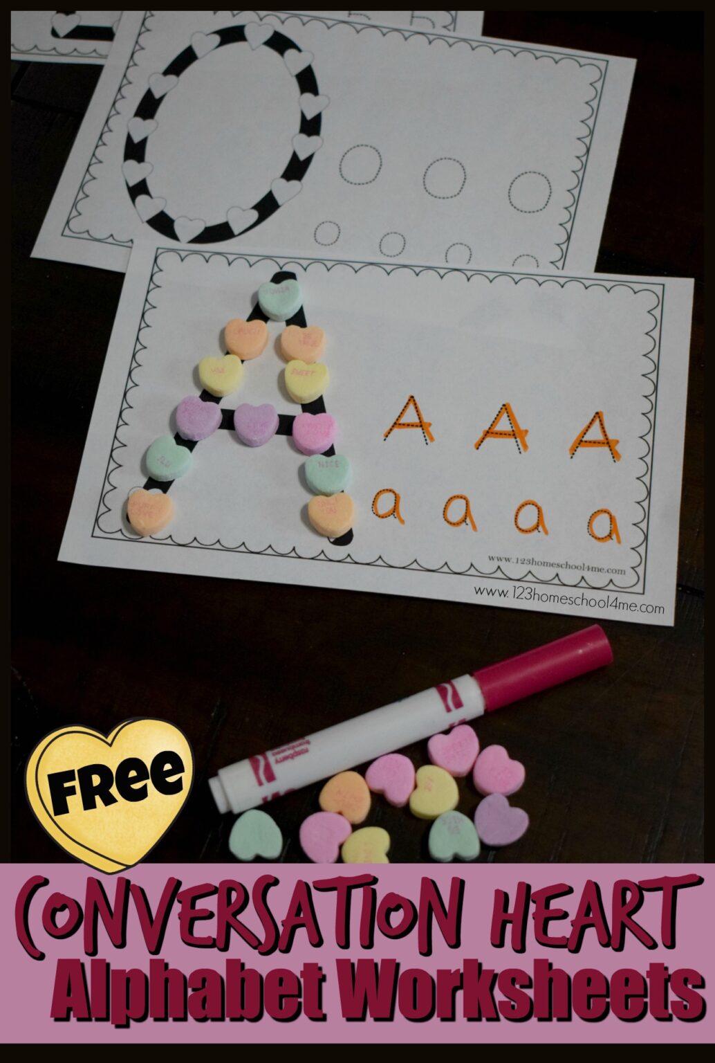 💘 FREE Valentine's Day ABC Worksheets with Conversation Hearts