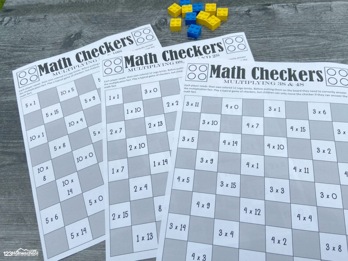 FREE Multiplication Checkers Printable Math Games