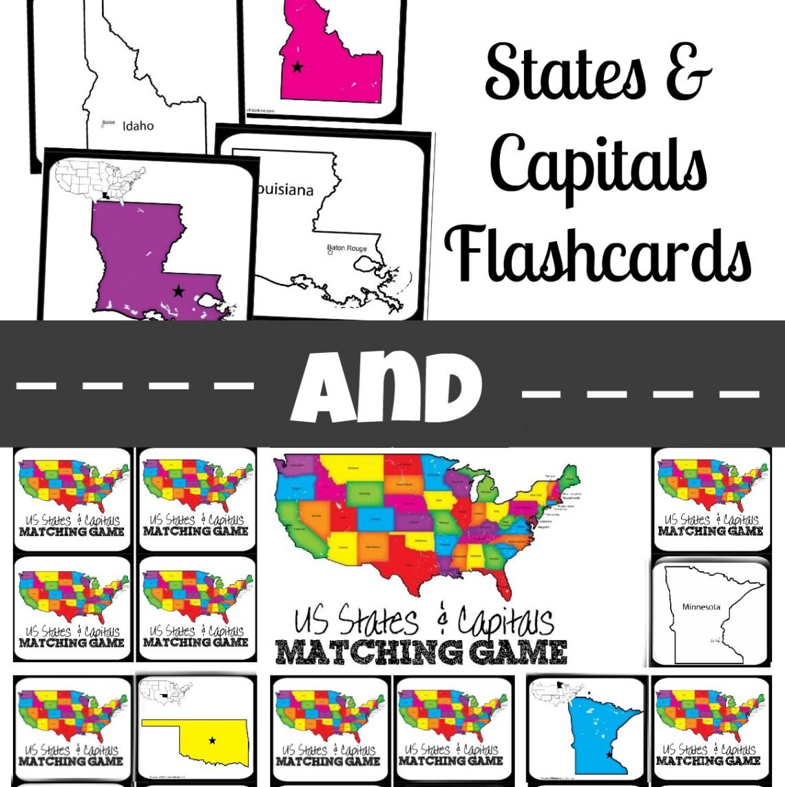 🦅 FREE Printable States and Capitals Matching Game