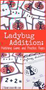 🐞 FREE Printable Ladybug Doubles Addition Facts Math Game