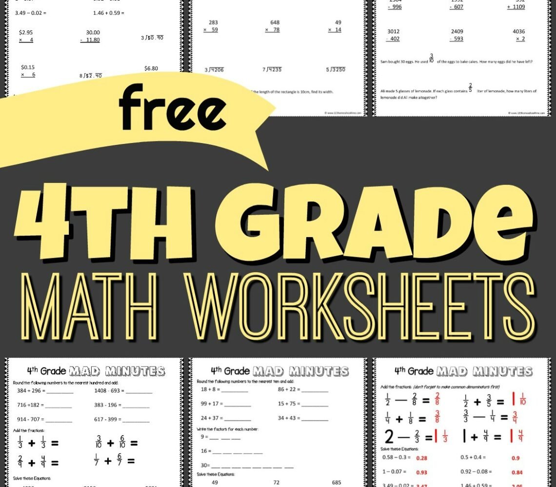 ️ FREE Printable 4th Grade Math Worksheets pdf
