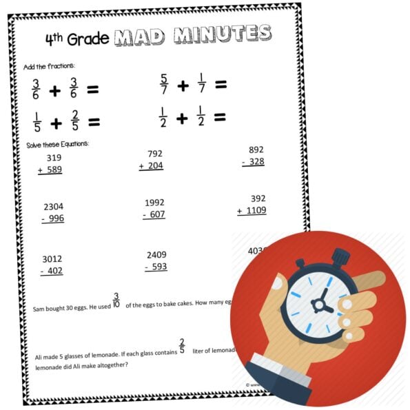 ️ FREE Printable 4th Grade Math Worksheets pdf