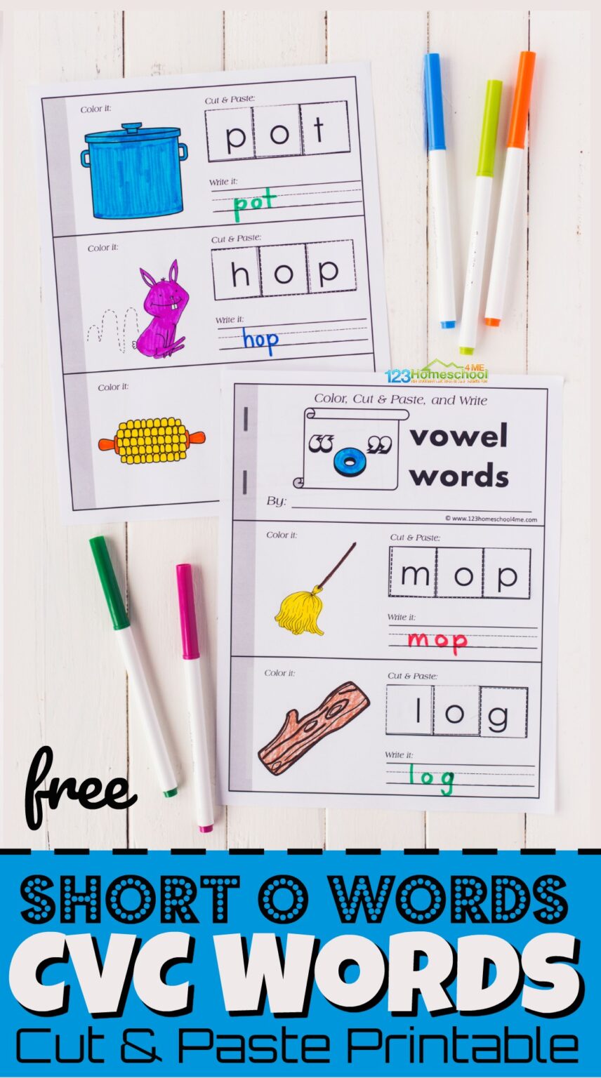 FREE Short u CVC Words Activity - Cut and Paste Worksheets