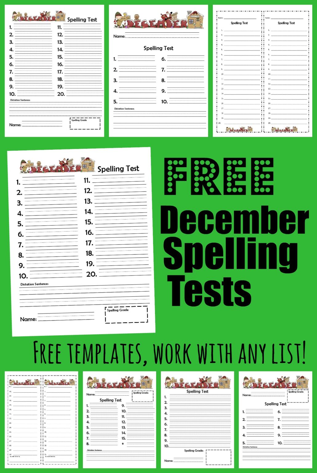 🎄 FREE December Spelling Tests