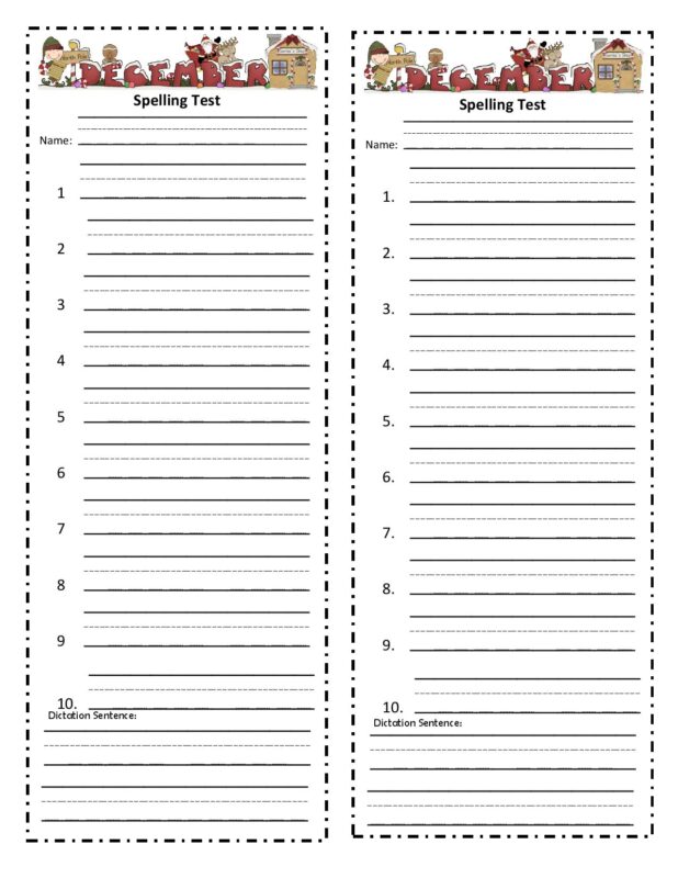 🎄 FREE December Spelling Tests