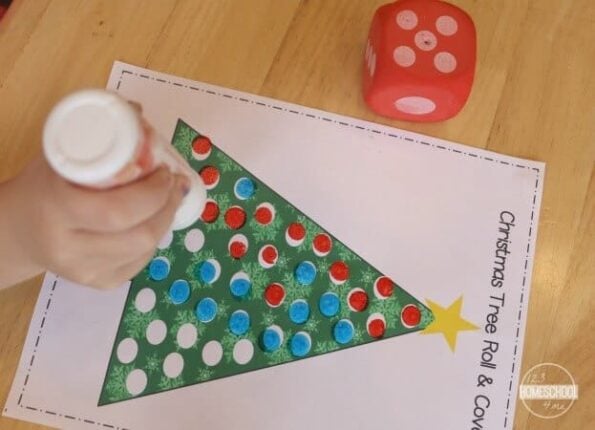Roll and Cover - Christmas Math for Preschoolers