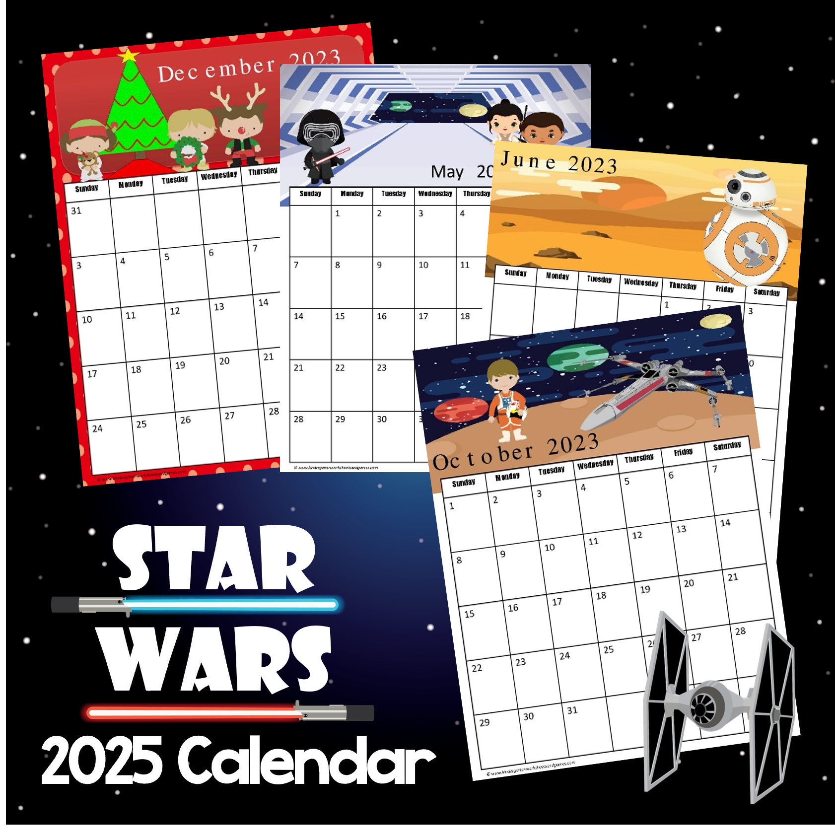 Free Printable Star Wars Calendar 2026 for Kids