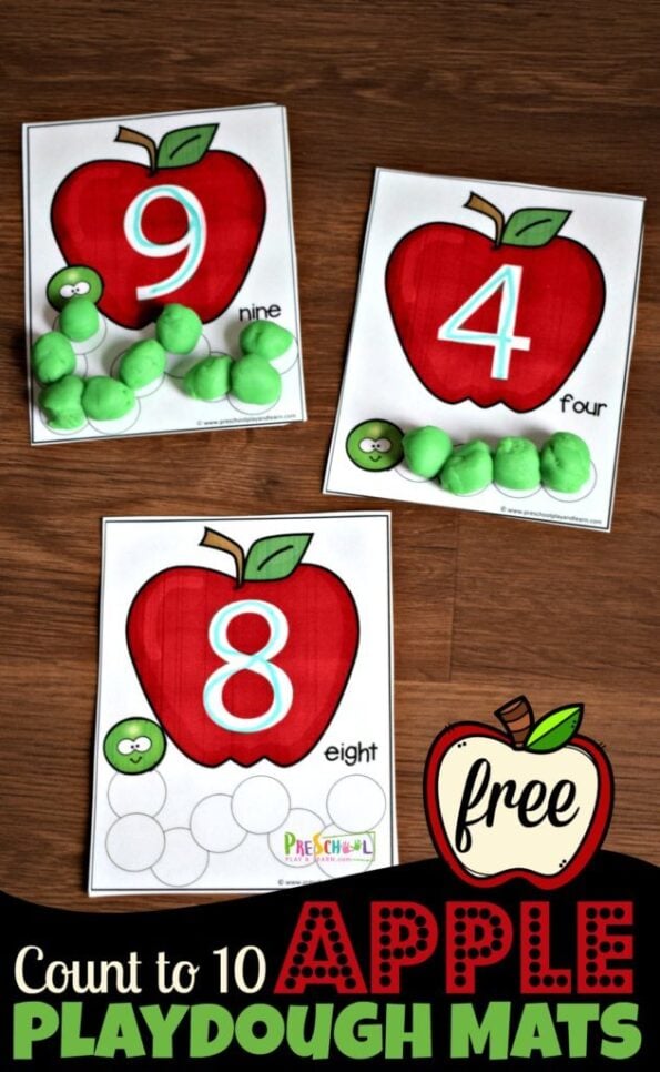 FREE Printable Number Playdough Mats: Count 1-10