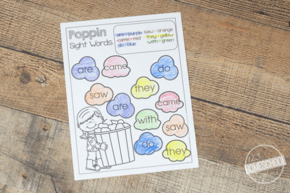 🍿 FREE Free Printable Popcorn Sight Words Printable Worksheets
