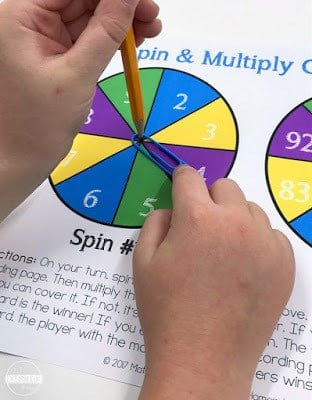 FREE Printable Multiplication Spinner Game - Spin and Multiply!