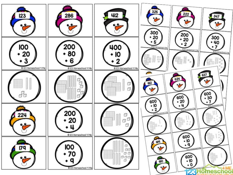 ⛄ FREE Printable Place Value Snowman Math Activity