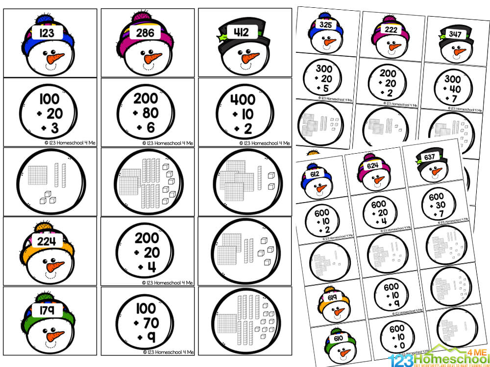 ⛄ FREE Printable Place Value Snowman Math Activity