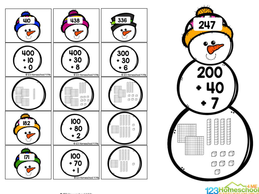 ⛄ FREE Printable Place Value Snowman Math Activity