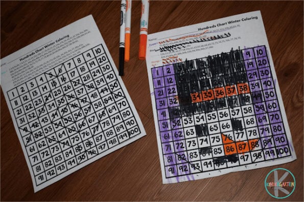 FREE Hundreds Chart Winter Coloring