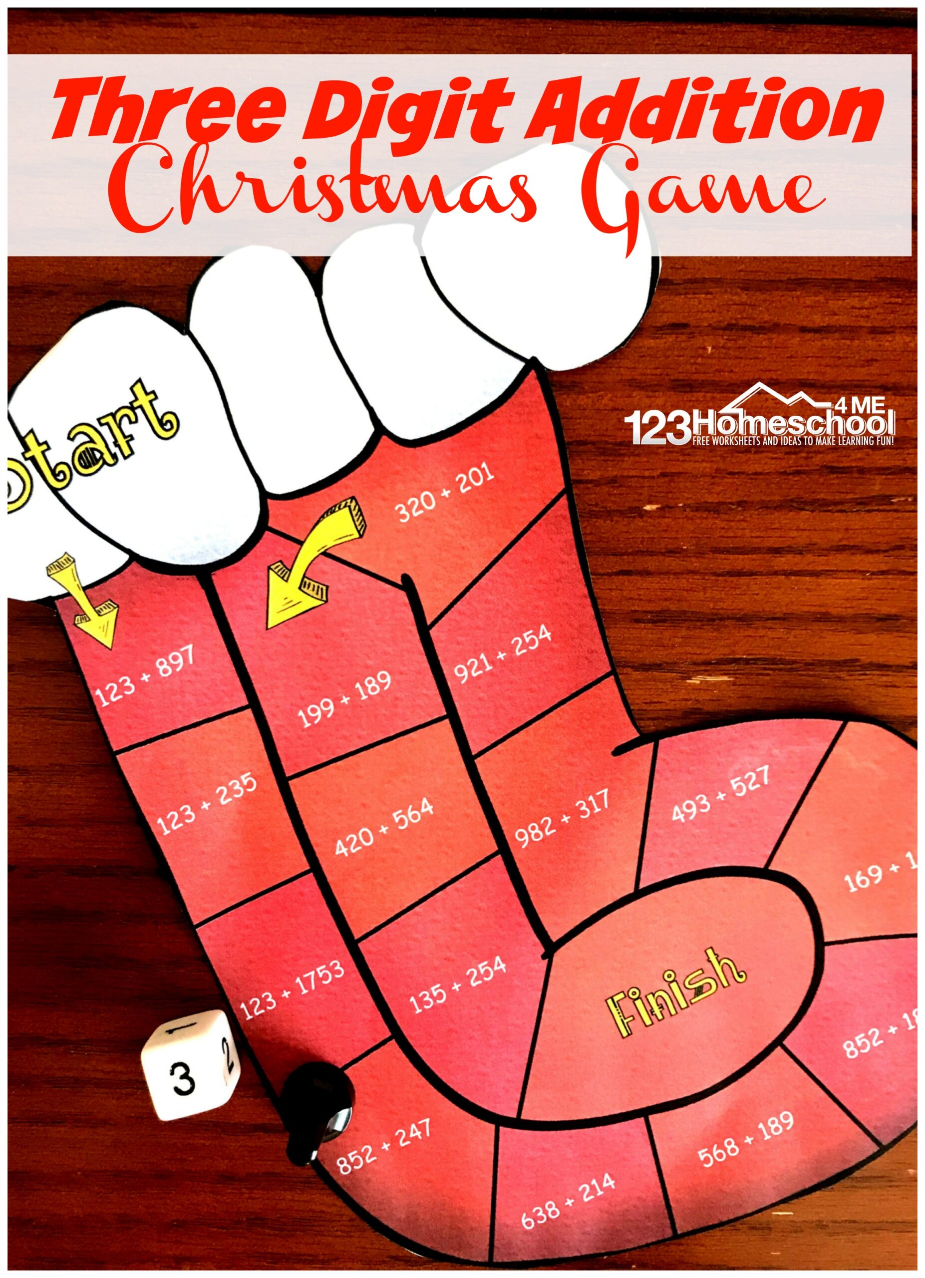 🎄 FREE Christmas Math - Stocking Three Digit Addition Game