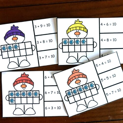 ⛄ FREE Printable Winter Snowman Math - Addition Within 10 Clip Cards