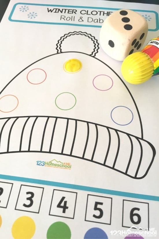 ️️ Winter Activity Pages - Roll and Color Dab it Worksheets