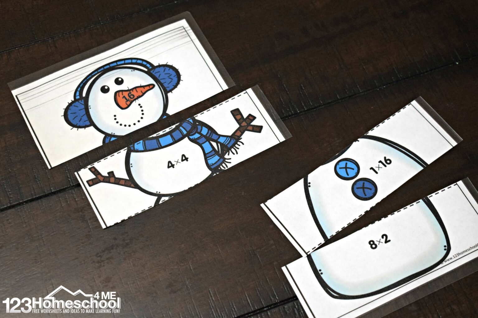 ⛄ FREE Printable Snowman Math Multiplication Puzzles for Winter
