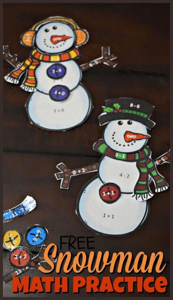 ⛄ FREE Snowman Math - Practice Addition and Subtraction to 10 Activities