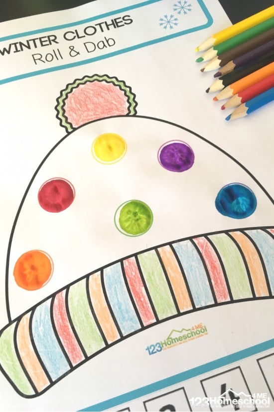 ️️ Winter Activity Pages - Roll and Color Dab it Worksheets