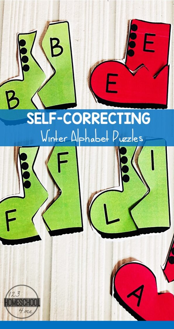 FREE Self-Correcting Winter Boots Alphabet Game
