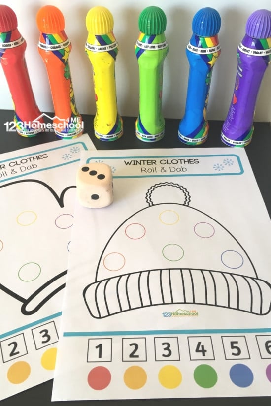 ️️ Winter Activity Pages - Roll and Color Dab it Worksheets