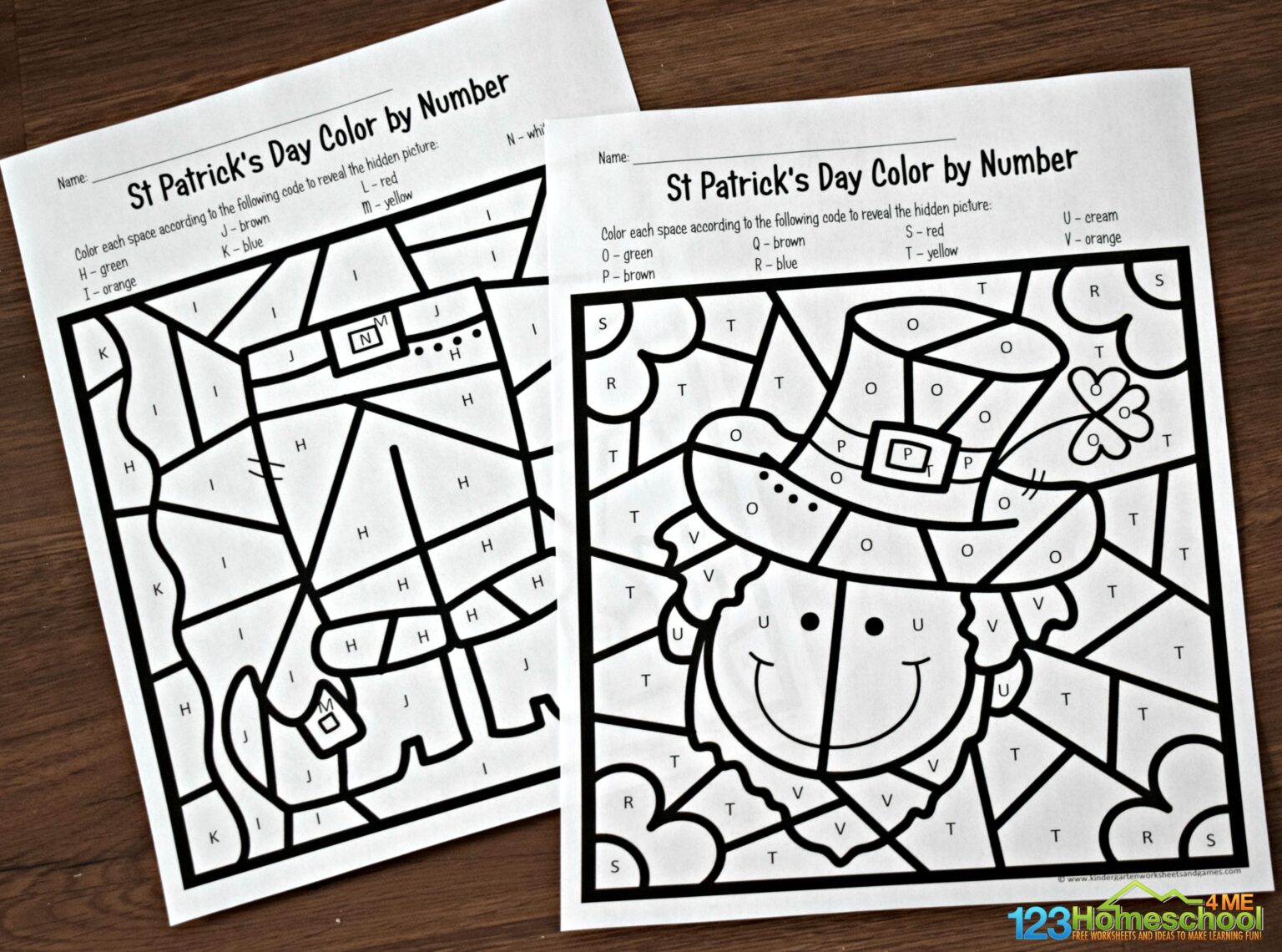 🍀 FREE Printable St Patricks Day Color by Letter Worksheets
