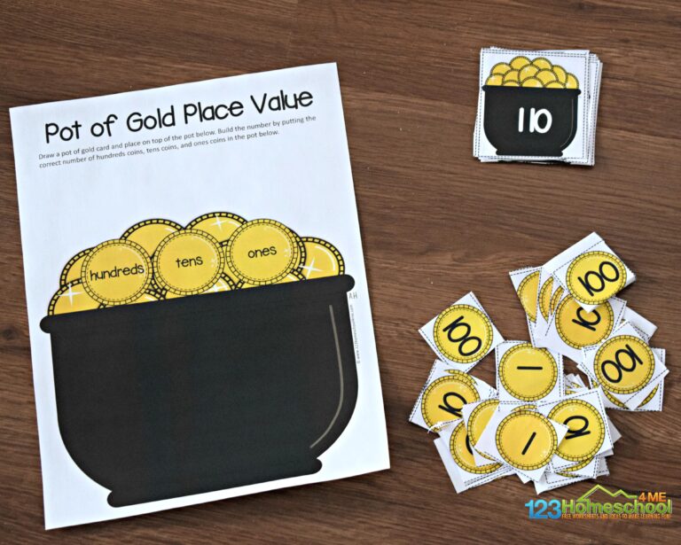 🍀 FREE St Patricks Day Math Place Value Printable Activity