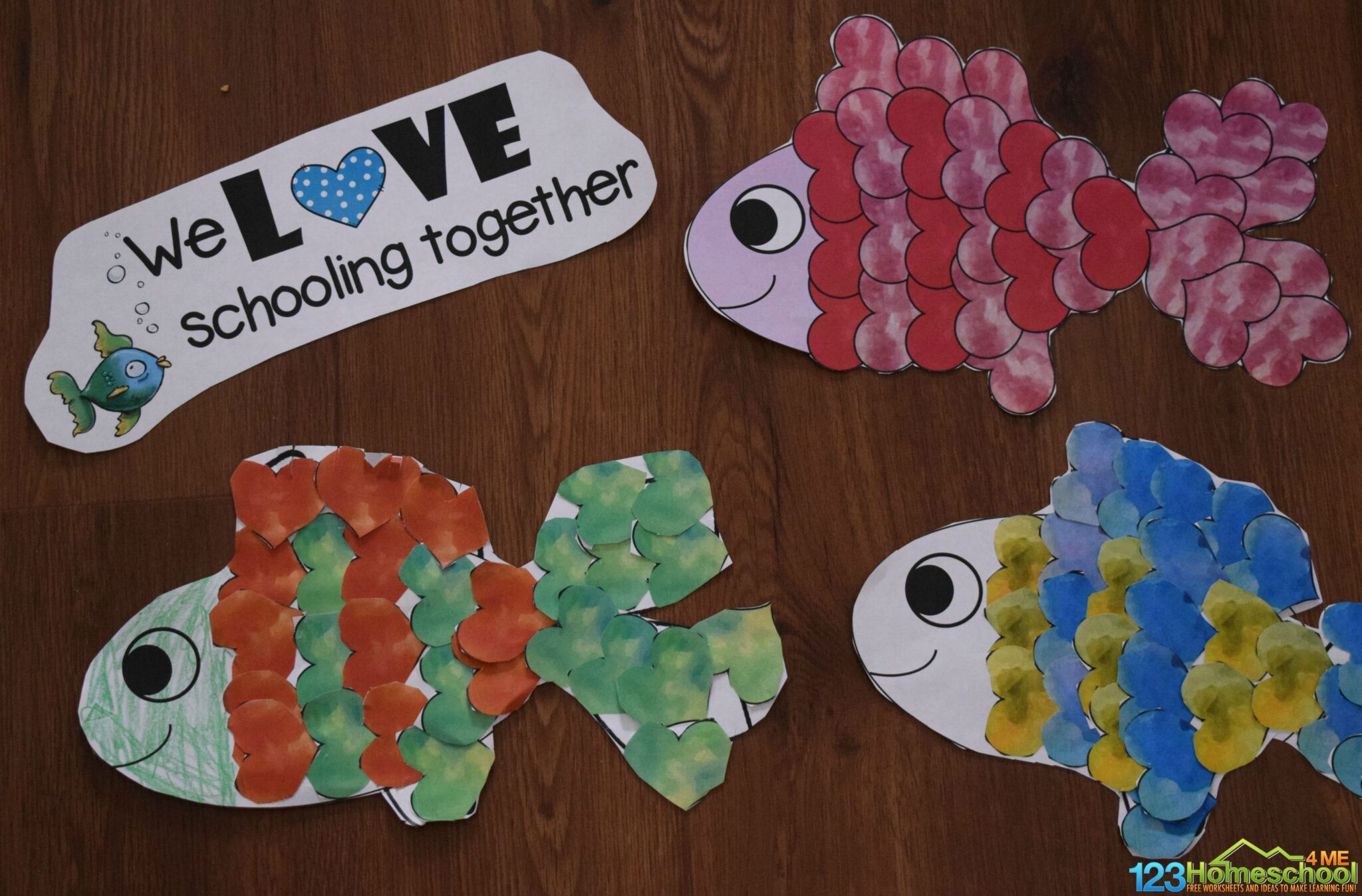 💘 Free Printable Heart Fish Valentines Crafts for Preschoolers (Free ...