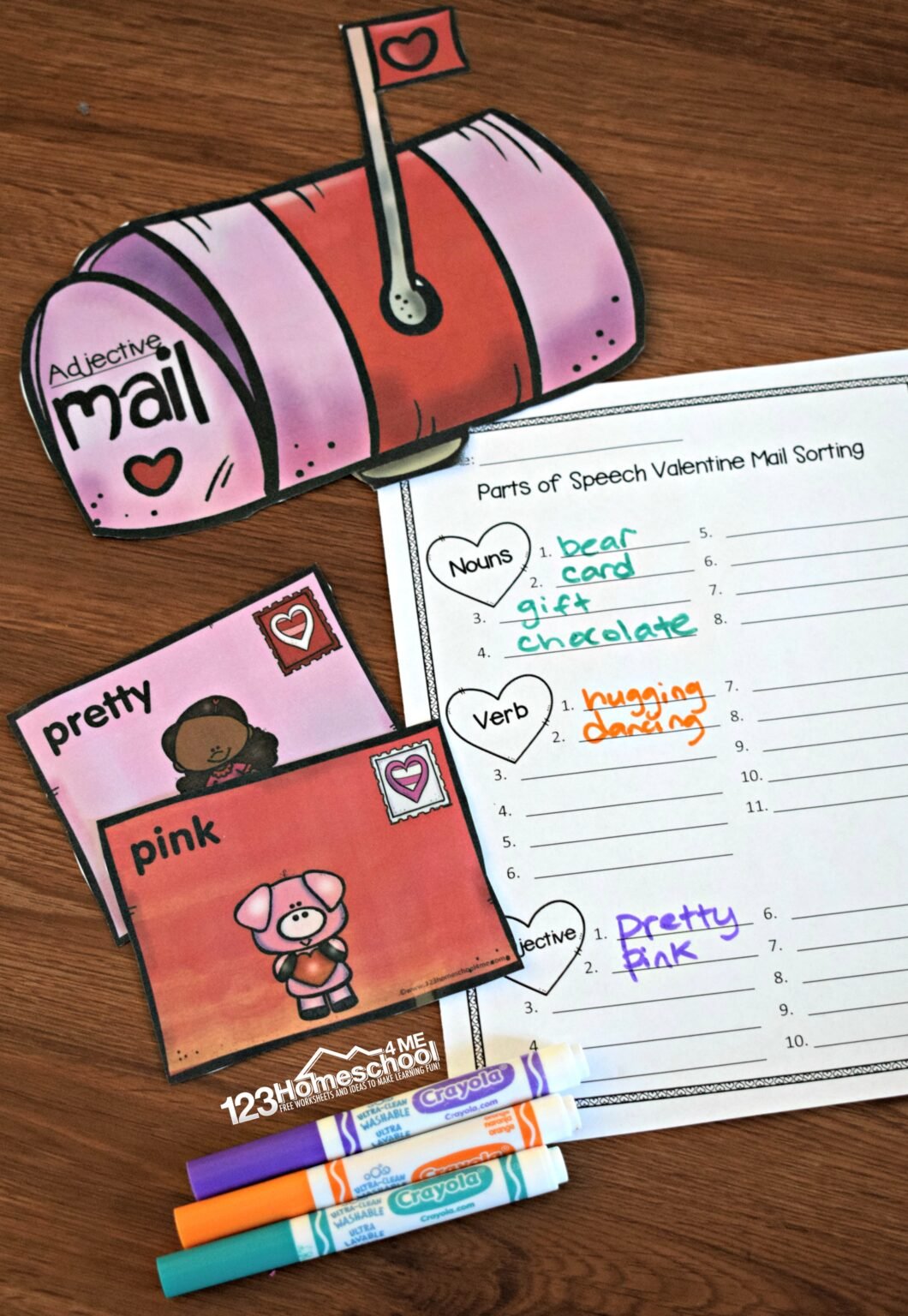 💌 FREE Valentines Day Parts of Speech Sorting Activities & Worksheets