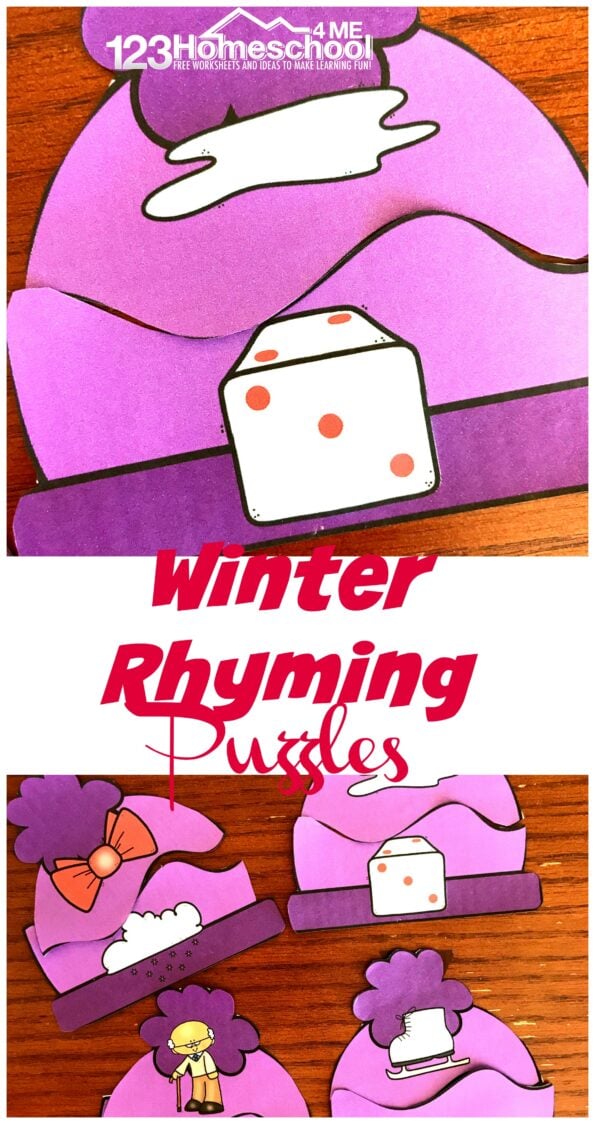 ️ Winter Themed Rhyming Words Puzzles with Pictures