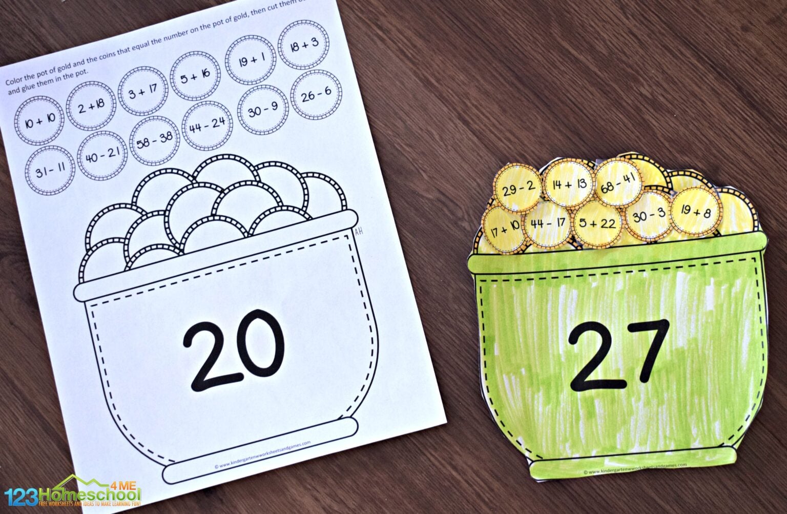 🍀 FREE Printable St Patrick's Day Math Craft (Addition & Subtraction)