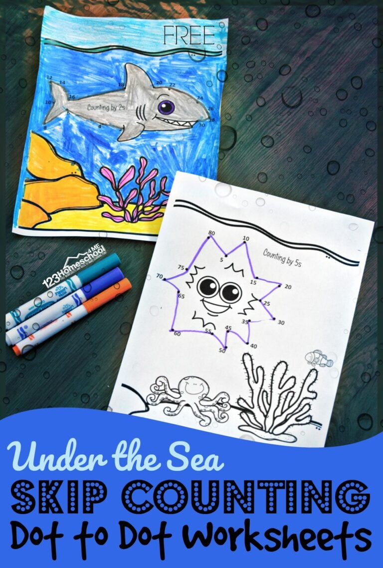 FREE Under the Sea Skip Counting Dot to Dot Worksheets
