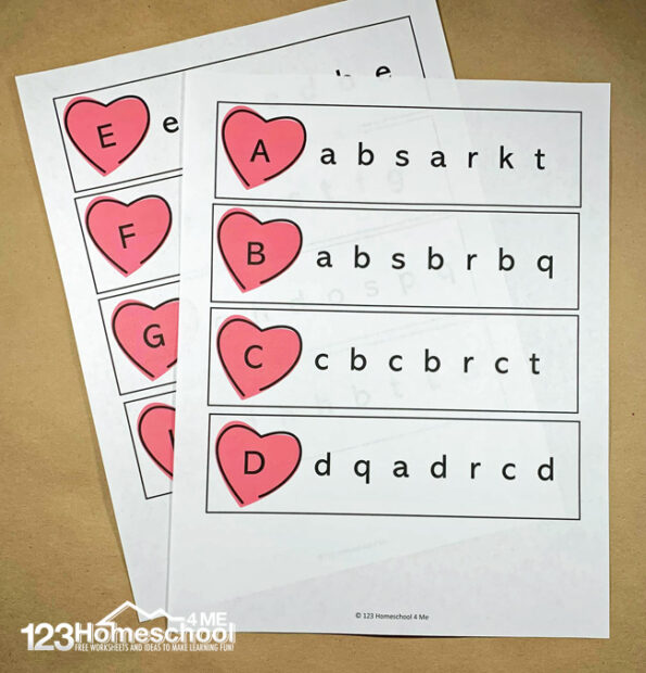 FREE Valentine’s Day Hole Punch Letter Worksheets